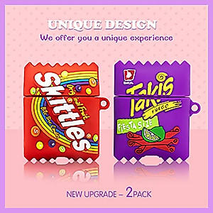 2Pack for Airpod 2/1 Case, Soft Silicone Cute Cartoon Kawaii Funny Cover Food Fashion Protective Skin for Air Pods Compatible with Airpods 2&1 (Teki Potato +Color Candy)