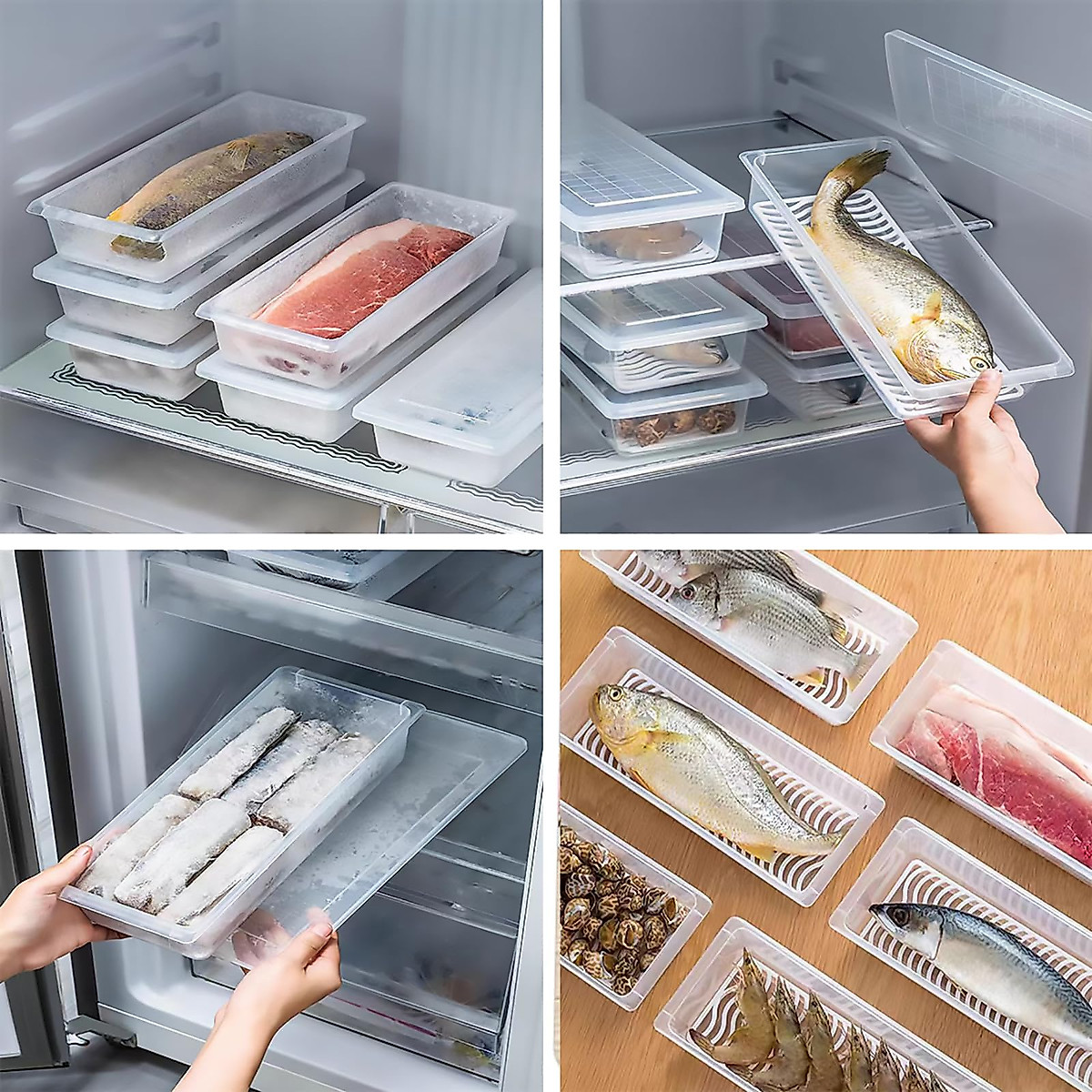 2PC Fruit Storage Containers for Fridge - 1.5L Produce Saver Containers for Refrigerator with Removable Drain Tray Keep Fresh for Produce, Bacon, Fruits and Vegetables