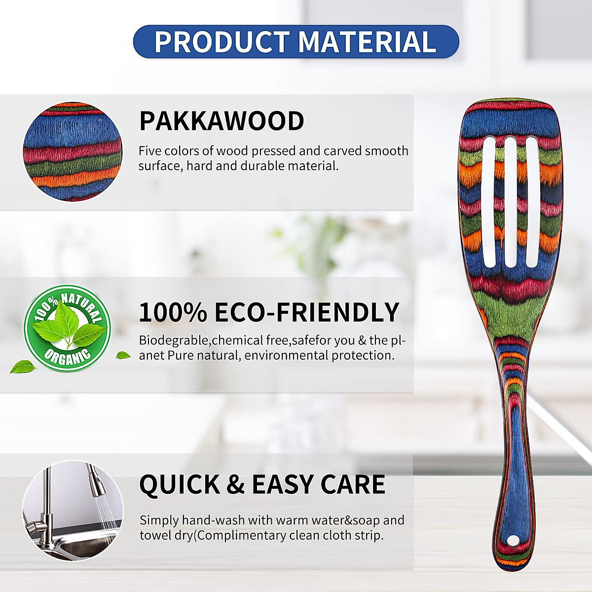 Spurtle Set, Wooden Utensils for Cooking, WOSPONFAN Kitchen Utensils Set, Pakkawood Kitchen Cooking Utensils Set, Apartment Essentials Wood Serving Spatula spoon, Home & kitchen Gift for Women & Men