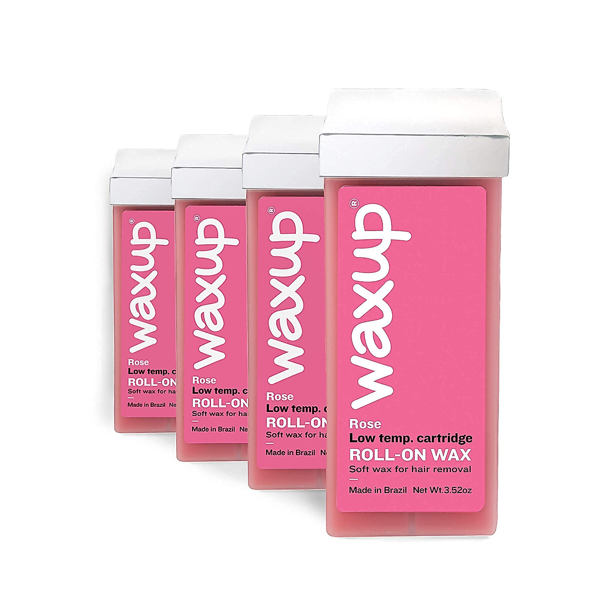 waxup Rose Roll On Wax 4 Pack, Hair Removal Wax Cartridge for Roll on Wax Kit and 200 Wax Strips