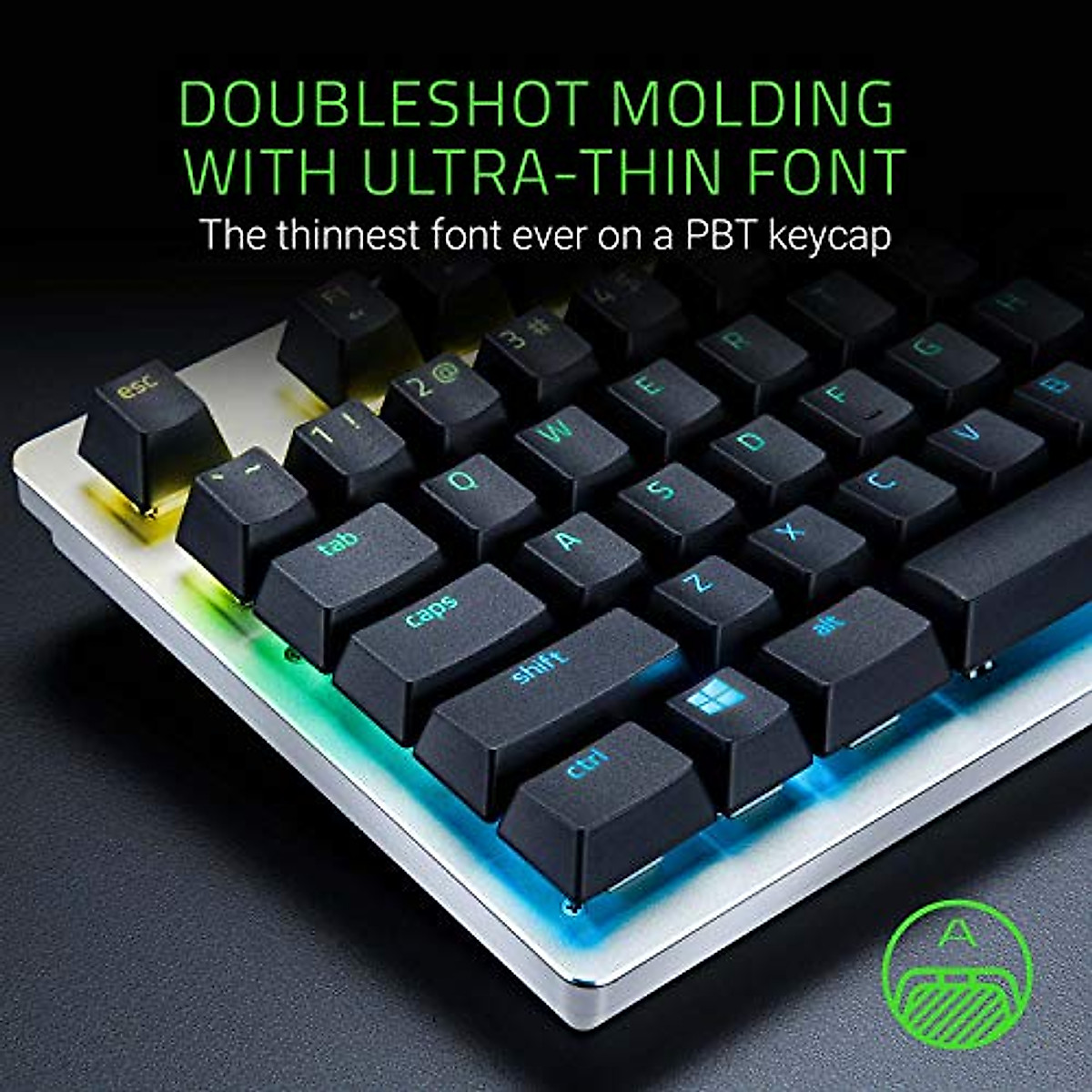 Razer Doubleshot PBT Keycap Upgrade Set for Mechanical & Optical Keyboards: Compatible with Standard 104/105 US and UK layouts - Mercury White