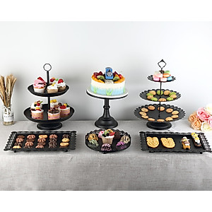 6 Pcs Metal Cake Stand Sets for Dessert Table, Cake Pop Stand Set & Dessert Table Trays & Tiered Cupcake Holder Perfect Display for Wedding, Party, Birthday, Baby Shower, Decorations (Matte Black)