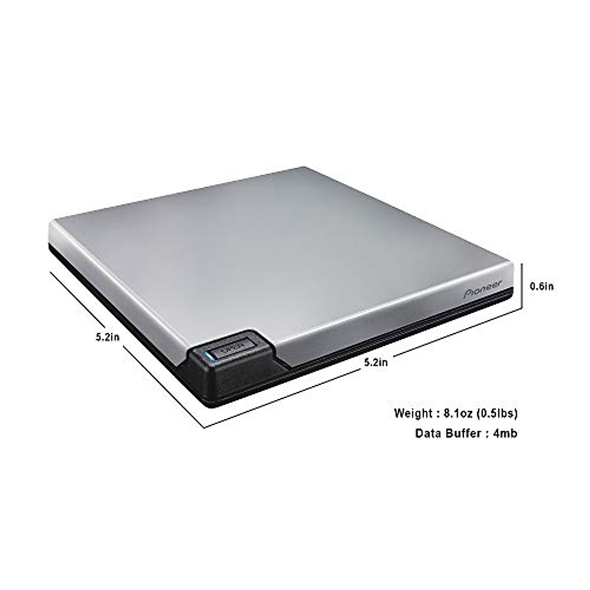 Produplicator Pioneer BDR-XD07S Portable 6X Blu-ray Burner External Drive Bundle with USB Cable - Burns CD DVD BD DL BDXL Discs