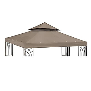 Ontheway 8'x8' Dual Tier Gazebo Canopy Replacement Top Cover UV30+ Water Resistant for Model L-GZ385PST
