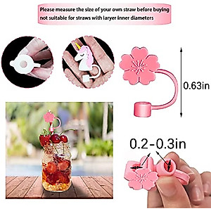 Silicone Straw Tips Cover 8 Pack Cute Silicone Reusable Drinking Straw Tips Lids Dust-Proof Straw Plugs for 1/4inch(6-8mm) Straw Tips for Decor Outdoor