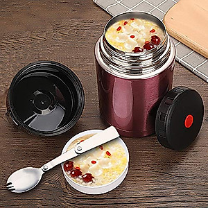 Food Jar Wide Mouth for Hot Food,304 Stainless Steel Leak Proof Double Wall Vacuum Insulated Soup Container with Handle Lid,27 oz BPA Free Thermos Lunch Box for Kids Adults (Pink)