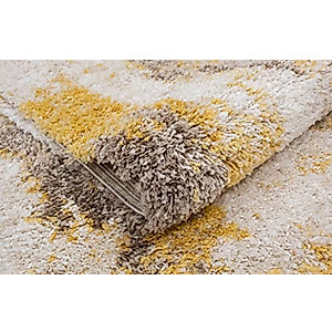 NOORI RUG - Premium & Luxury Imported - Lux Emma Machine Made High Pile Ikat - Rectangle - Brown - Gold - 10' x 14', Bedroom, Dining Room