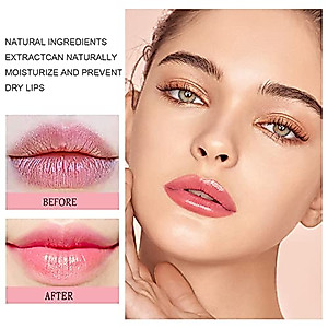 Deepmind 2 Pcs Crystal Flower Jelly Lipstick Magic Lip Color Changing Lip Balm PH Clear Temperature Color Changing Lipstick Long Lasting Nutritious Moisturizing Lip Gloss (6#)