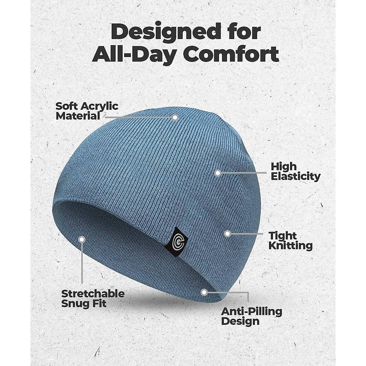 Original Beanie Cap - Soft Knit Beanie Hat - Warm and Durable (Blue Denim)