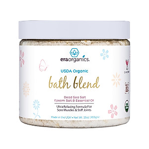 Era Organics Epsom Salt Lavender Bath Salt Blend - Organic Bath Salts to Soothe Aches - Pregnancy Bath Soak and Bath Salts for Women Relaxing - Dead Sea Salt and Epsom Salts for Soaking