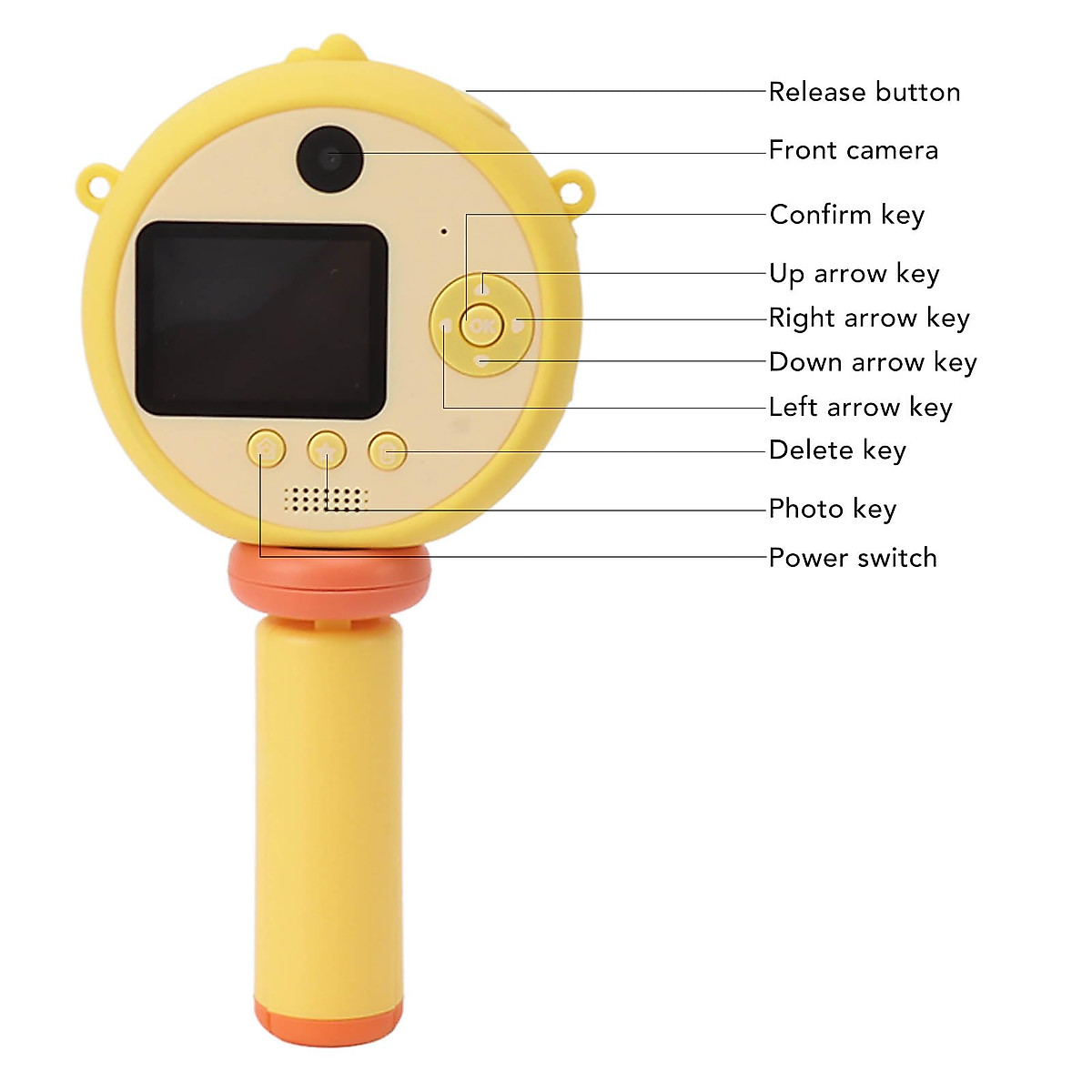 Fdit Kids Camera Abs Silicone Girls Artificial Swag Kids Video Camera with Stand for 3‑12 Years Old (Yellow)
