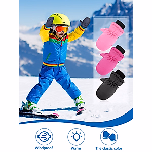 6 Pairs Waterproof Gloves Kids Winter Snow Mittens Windproof Ski Gloves for Weather Children Outdoor Activities (Solid Colors,5-8 Years)