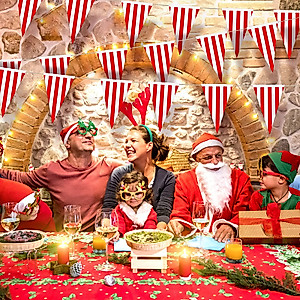 328ft Carnival Circus Party Decorations Supplies, Circus Carnival Bunting Banner 200 pcs Red and White Striped Pennant Banner Flags String Triangle Bunting Flags for Carnival Birthday Party