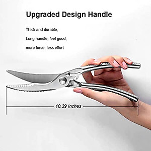 Dnifo Kitchen Scissors Heavy Duty, Stainless Steel Poultry Shears Multifunctional, Premium Spring Loaded Food Scissors for Cutting Bone, Chicken, Fish, Seafood, Meat, Vegetables and so on.