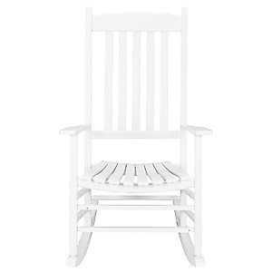 White Patio Rocking Chairs, Outdoor Rocking Chairs, Rocking Chair Wooden Frame Chair Indoor and Outdoor Rocker Porch Rocker for Garden Lawn Balcony Backyard and Patio Porch 24.4"L x 33.86"W x 46.06"H