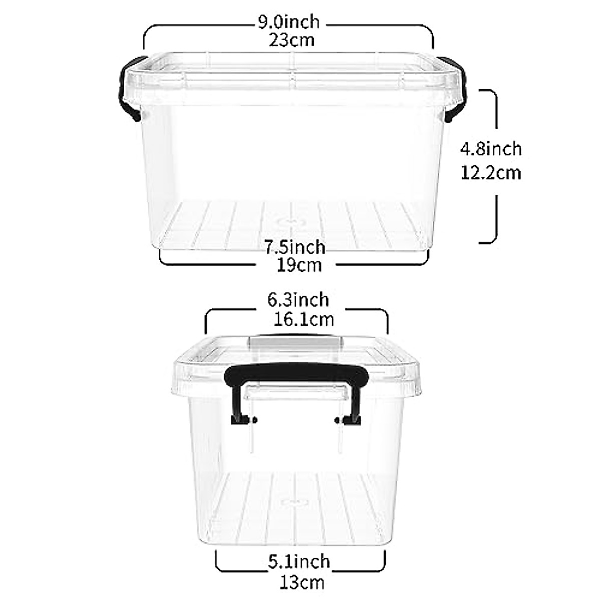 Cetomo 3.2Qt*12 Plastic Storage Bins, Storage Box, 12 Pack, Organizing Container with Durable Lids, Secure Latching Buckles, Stackable and Nestable, No-Frills, Clear