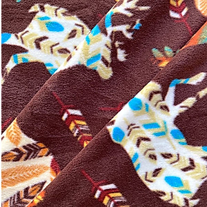 Wildlife Feathers Anti-Pill Premium No-Sew Throw Fleece Fabric Kit (50x60)