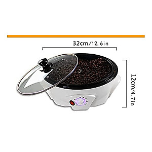 Electric Coffee Roaster Machine Coffee Bean Baker Roaster Coffee Roasting Machine Household 110V Peanut Nuts Home Coffee Roasting Machine 1200W (B-White)
