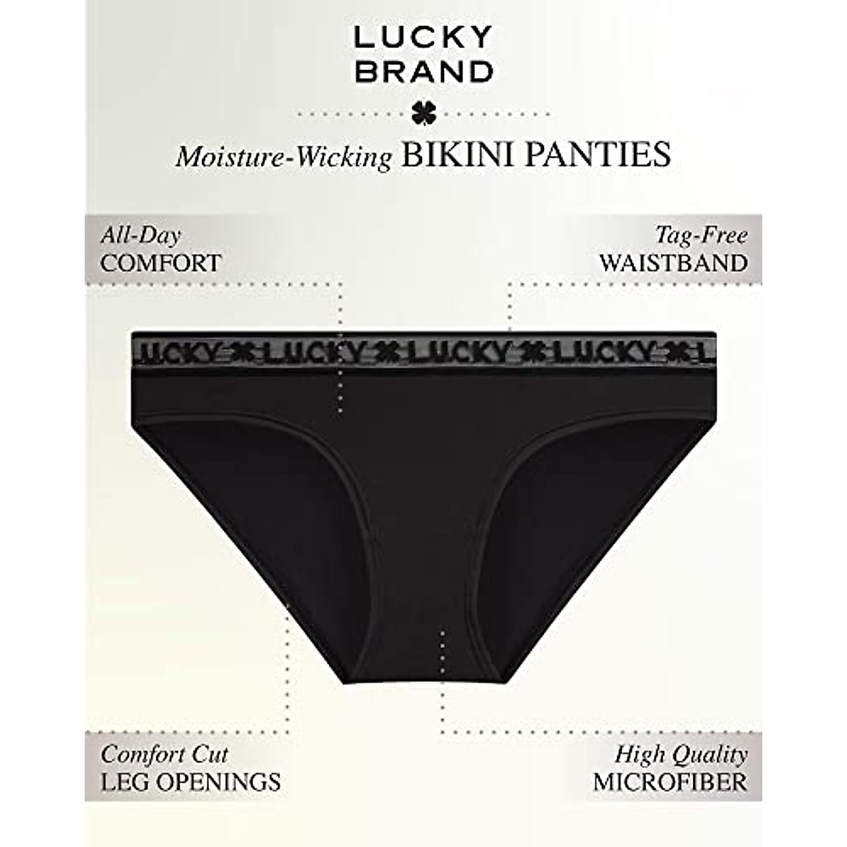 Lucky Brand Women's Underwear - 10 Pack Microfiber Bikini Panties (S-XL), Size X-Large, Gardenia/Naturale/Sphinx/Silver Sconce/Black