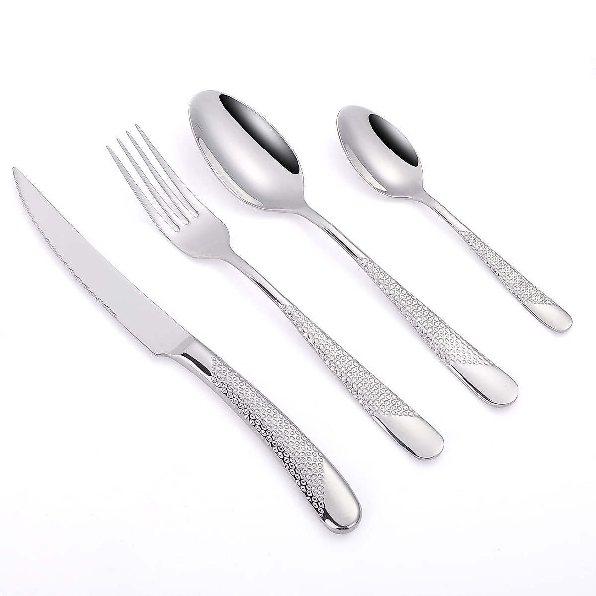 Zerophilo 16 Piece Silverware Set,Stainless Steel Flatware Set Spoon and Fork Set for 4,Kitchen Utensil Cutlery Set Mirror Finish Dishwasher Safe Gift Package (gold)