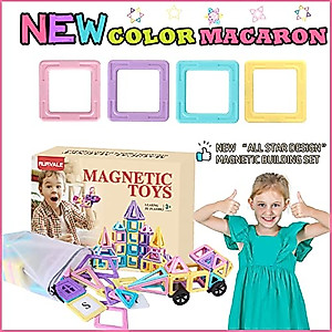 Rurvale 100Pcs Magnetic Blocks, Magnet Toys for 3 4 5 6 7 8 Year Old Boys Girls, Magnetic Tiles, Learning Educational STEM Toys for Toddlers 3-5, 4-8, Building Blocks for Kids Ages 3+ Birthday Gifts