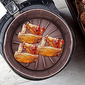 Luxshiny Air Fryer Toaster Oven Silicone Air Fryer Pan, Baking Pan Round Air Fryer Basket Air Fryer Oven Accessories for Home Kitchen Baking 19CM (Coffee) Silicone Baking Mat