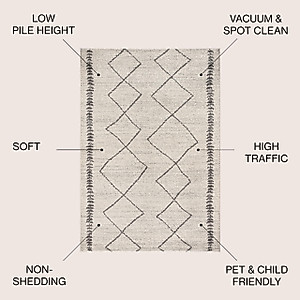 JONATHAN Y MOH203B-8 Zaina Moroccan Beni Souk Indoor Farmhouse Area-Rug Bohemian Minimalistic Geometric Easy-Cleaning Bedroom Kitchen Living Room Non Shedding, 8 X 10, Cream,Gray