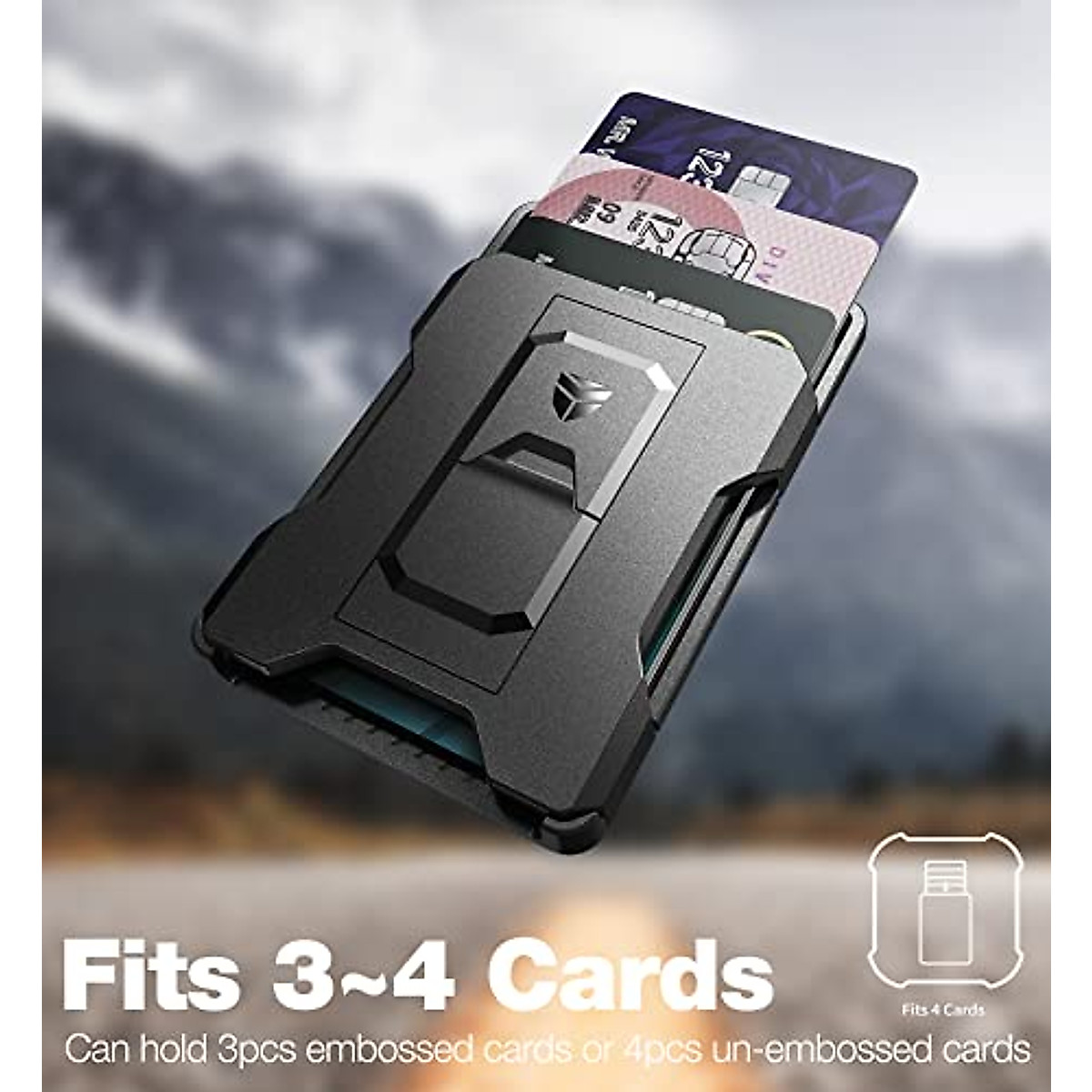 Dexnor Phone Card Holder with Foldable Back Stand, Adhesive Phone Wallet Pouch Sleeve Stick on PC Credit Card ID Case with Finger Grip Kickstand for Most Smartphones (Black)