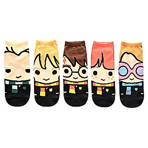 Harry Potter Cute Chibi Character Art Juniors/Womens 5 Pack Ankle Socks