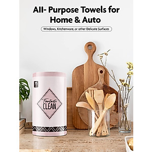 Fantasticlean Microfiber Cleaning Cloth Roll -75 Pack, 12x12", Tear Away Towels, Reusable Washable Rags (Pink)