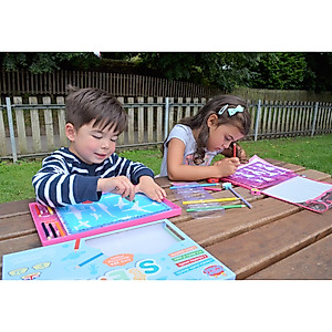 Buddy & Barney Big Box of Fashion, Fairies, & Flowers Stencils (Large 32-Piece Stencils Kit), 150+ Shapes, 6 Coloring Pencils, 5 Stencil Sheets, Arts & Crafts Drawing Stencils for Girls, Kids 4+