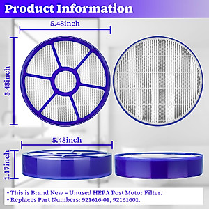 HASMX DC33 Post Motor HEPA Exhaust Filter Replacement for Dyson DC33 Upright Vacuum Cleaners, Replaces Part Numbers: 921616-01, 92161601 Round (1-Pack)