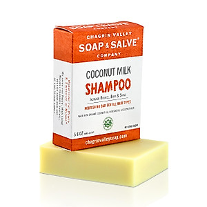 "Chagrin Valley Soap & Salve Shampoo Bar, Coconut, Unscented, Organic, Vegan, Curly & All Hair Types, 5.6 oz (159 g), Recyclable Packaging, SLS Free, Paraben & Cruelty Free"