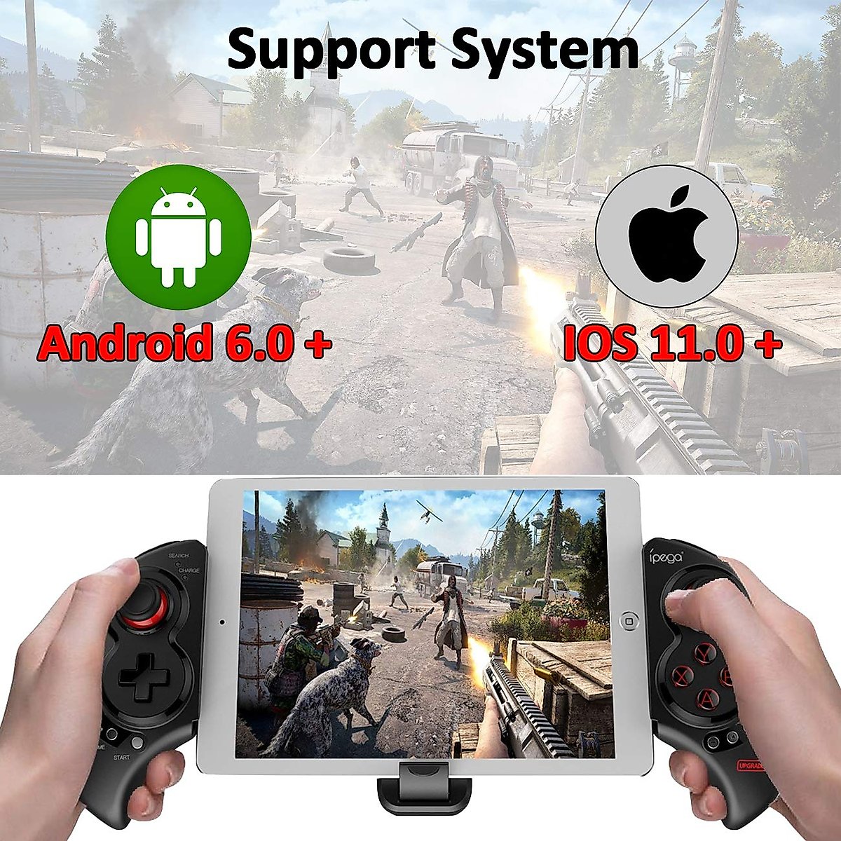 Megadream Wireless Android Game Controller for PUBG Fotnite, Key Mapping Gamepad Joystick for Samsung, HTC, LG, Google Pixel and More, Support 10 inch Tablet