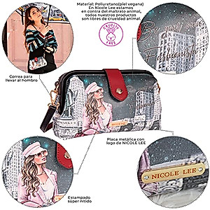 Nicole Lee Amaya Mini Crossbody, Multi Zip Compartments, Adjustable Detachable Crossbody Strap, Small (Sara is Soft but Strong)