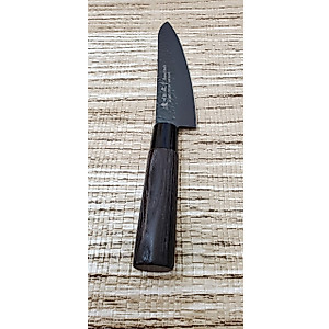Satake Made in Japan Traditional Hammered Black Rust Resistant Molibdenium, Titanium Coated Chef's Knife (806-039 Santoku Blade 170mm)