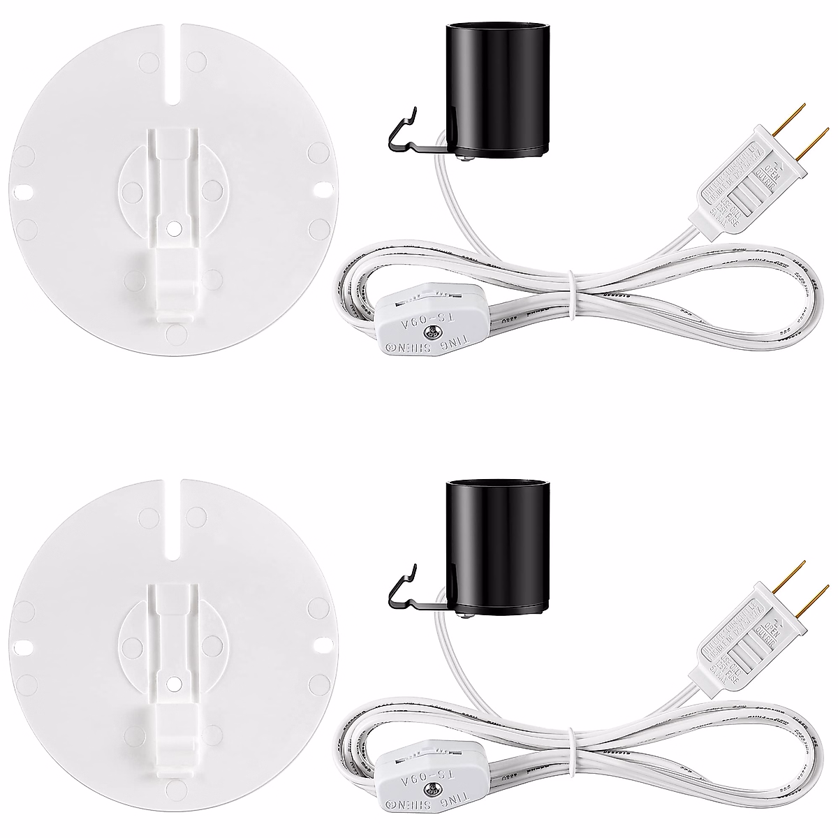 Meonum 2 Set Blow Mold Light Kit Replacement, E27 E26 Single Light Cord Kit with Switch Fuse Plug, for Indoor Outdoor Halloween Christmas Village House Craft Decorations and Salt Lamp