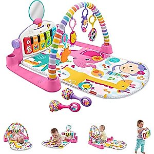 Fisher Price Baby Gift Set Deluxe Kick & Play Piano Gym & Maracas, Playmat & Musical Toy with Smart Stages Learning Content plus 2 Rattles (Amazon Exclusive)