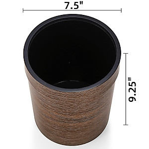 Noamus 3 Pack Vintage Small Trash Can, 1.7 Gallon Plastic Round Wastebasket, Hipsteen Retro Style Garbage Can, Wood Grain Garbage Bin with Top Ring to Fix Bag for Home Kitchen Office Bathroom