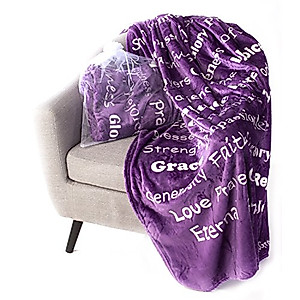 BlankieGram Christian Blanket - “Faith” Plush Throw Blanket - Inspired Gifts Ideas for The Entire Family, Comfort Gifts, Purple