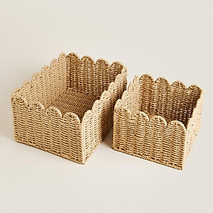 FLCPJGV Sundries Basket Laundry Basket Kithchen Tool Dirty Clothes Basket Storage Organizer for Snacks Sundries Pastries Drinks, 24x24x14CM