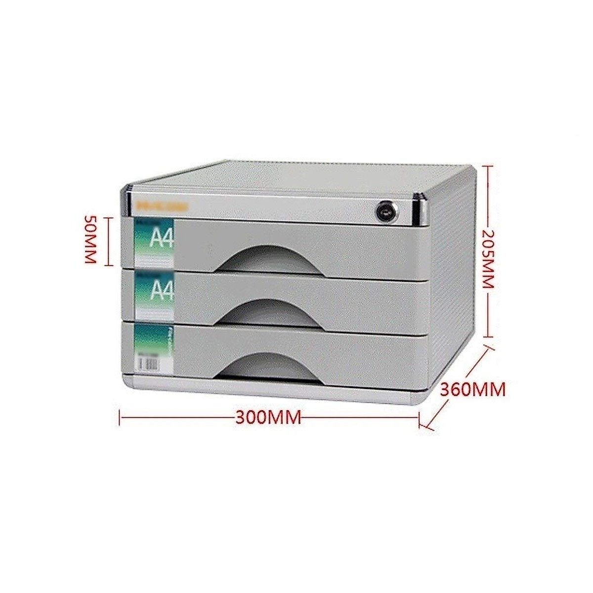 Flat File Cabinet, 3-Layers Office Storage Cabinet, Desktop Storage with Lock, Suitable for A4 File Storage