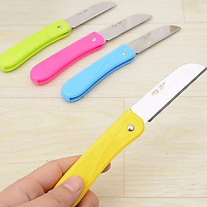 fruit knife small,New Foldable Fruit Knife Set,paring knife set of Exquisite and Beautiful,Small and Easy to Carry,suitable for Most Types of Vegetables and Fruits,4 Pieces(red, Blue,green,yellow)