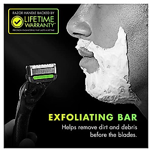 Gillette Mens Razor with Exfoliating Bar by GilletteLabs, Shaving Kit for Men, Includes 1 Handle, 2 Razor Blade Refills, 1 Premium Magnetic Stand