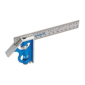 Empire E255IM Heavy Duty Professional Combination Square with Etched Stainless Steel Blade Inch and Metric Graduations, True Blue Vial, 6-Inch