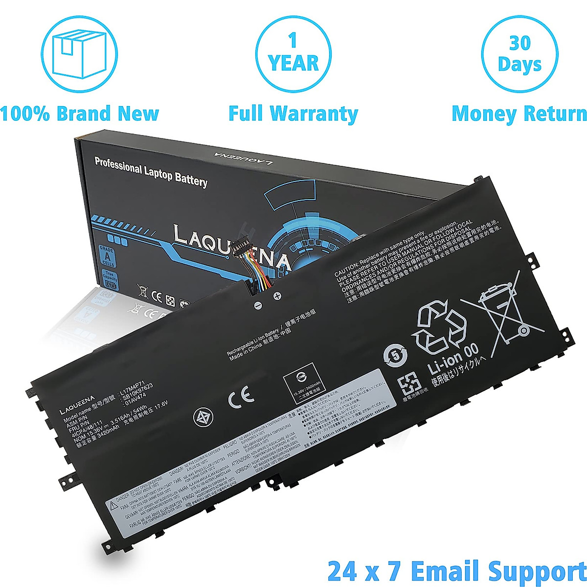 LAQUEENA L17M4P71 Laptop Battery Compatible with Lenovo ThinkPad X1 Yoga 3rd Gen 2018 Series Notebook L17M4P73 L17C4P71 01AV474 01AV475 01AV499 02DL003 SB10K97623 SB10K97624 SB10K97638 54Wh