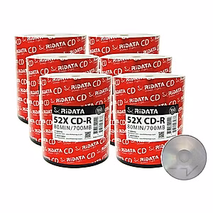 600 Pack Ridata CD-R 52X 700MB 80Min Branded Logo Blank Media Recordable Disc