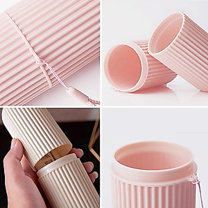 DOBMIT Travel Toothbrush Holder Case, 2 Pack Portable Toothbrush Cup for Travel/Business Trip/Outdoor Camping