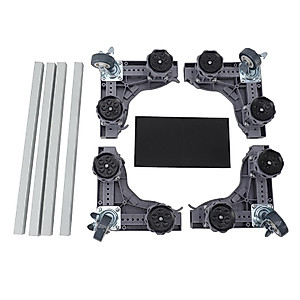 SIXRUN Mobile Fridge Stand Base Iron Alloy Adjustable Dolly Washing Machine Stand with Brake Balance Angle Leveling Measurement for Furniture Appliances Mobile Fridge Stand Base