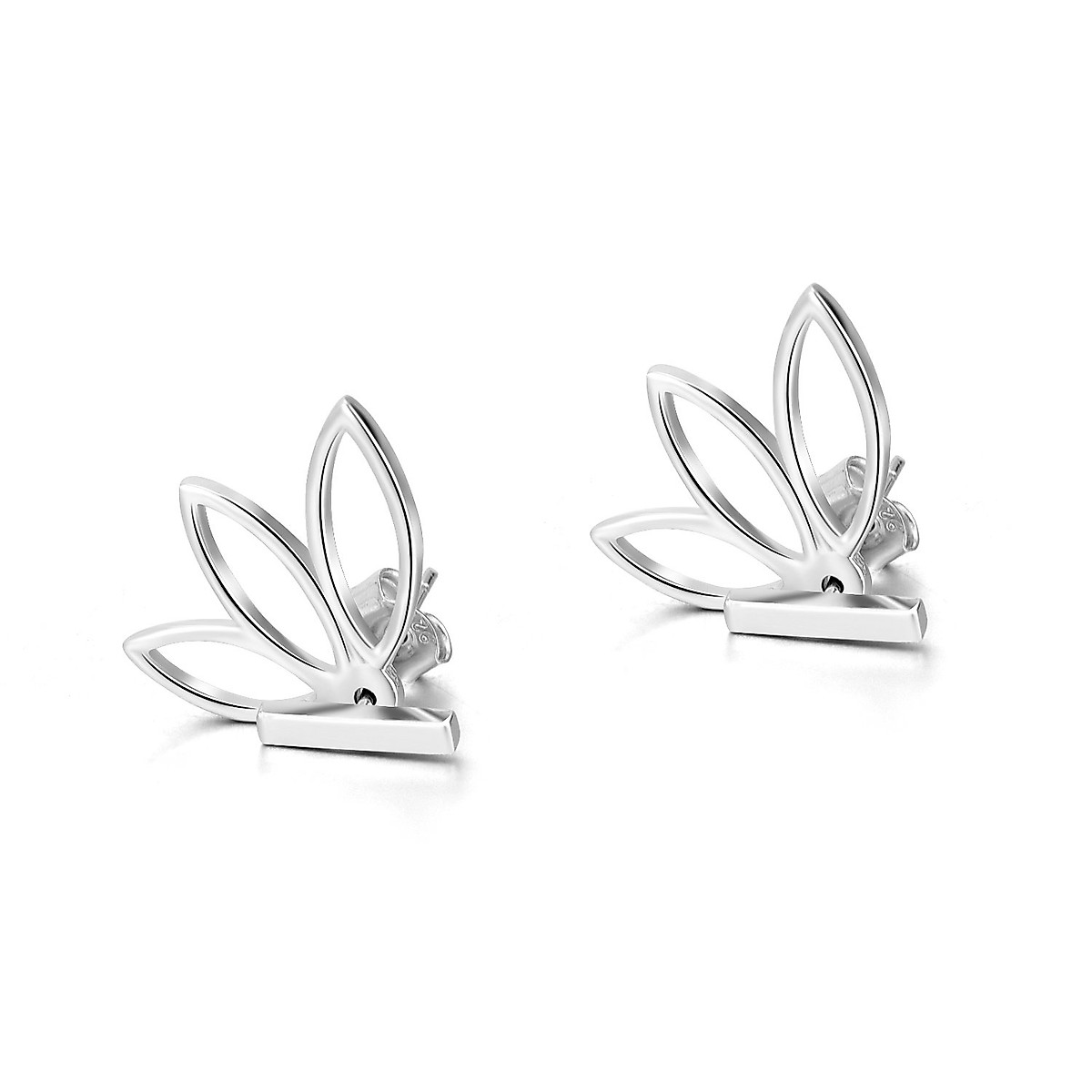 Lotus Earrings for Women Lotus Flower Earrings Jackets Sterling Silver Simple Lotus Flower Bar Stud Earrings Christmas Gifts (Silver)